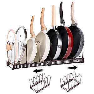 SPEENSUN Pot Lid Organizer,Lid Organizer,Expandable Detachable Pot And Pan Organizer For Cabinet With 7 AdjustableDividers,Not Easy To Tilt Or Bend Heavy Iron Pan Organizer Rack For Cabinet Organizer