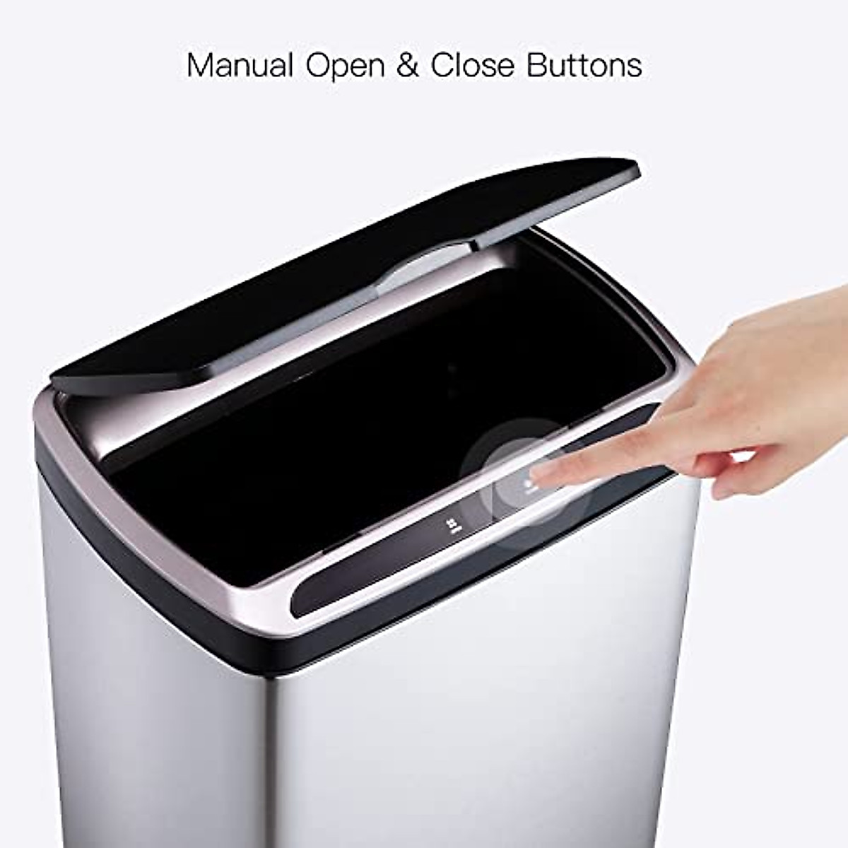 SANIWISE Automatic Touchless Kitchen Trash Can 13 Gallon, Large Stainless Steel Kitchen Trash Can Garbage Can 50 Liter with Motion Sensor and Lid Batteries Required (Excluded)