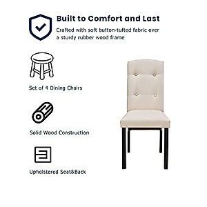 EMKK 5-Piece Dining Table Set with Faux Marble Tabletop and Upholstered Chairs for 4, Solid Wood Kitchen TableSet,Home,Hotel or Bar, Black+Beige