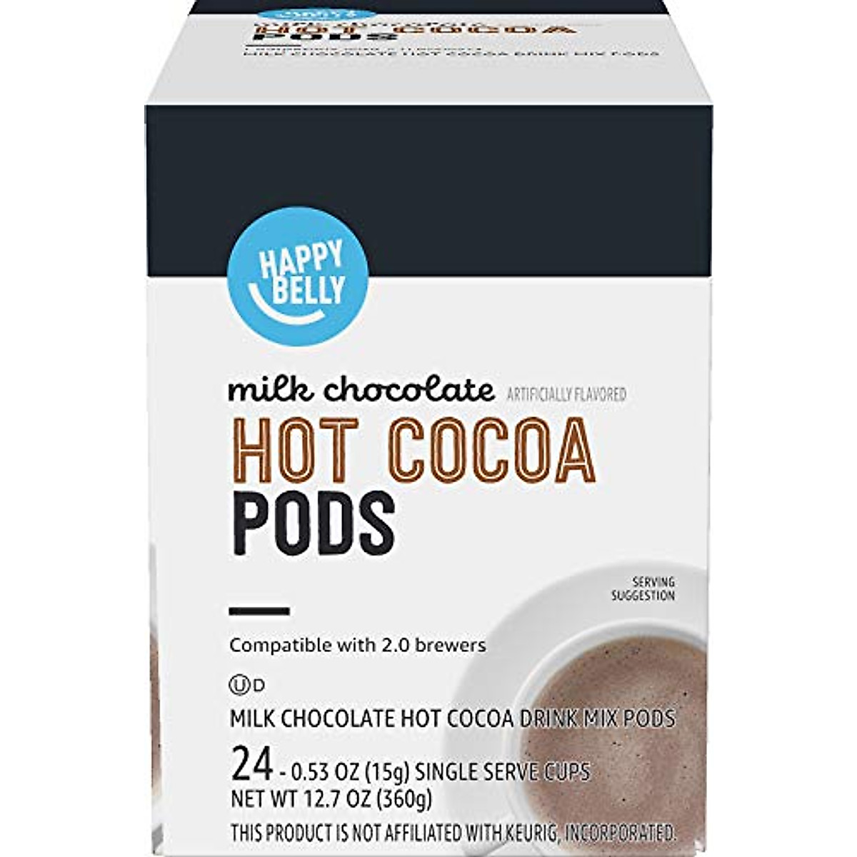 Amazon Brand - Happy Belly Hot Cocoa Pods, Milk Chocolate, 24 Count, Pack of 1