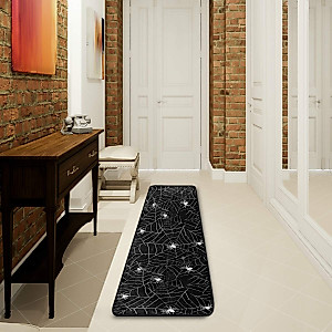 ALAZA Halloween Black and White Grunge Background with Spiderwebs Runner Area Rug Non Slip Floor Mat for Hallway Entryway Living Room Bedroom Dorm Home Decor 72x24 inches