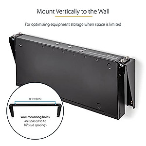StarTech.com 1U Wall Mount Patch Panel Bracket – 19 in – Steel - Vertical Mounting Bracket for Networking and Data Equipment , TAA (RK119WALLV)