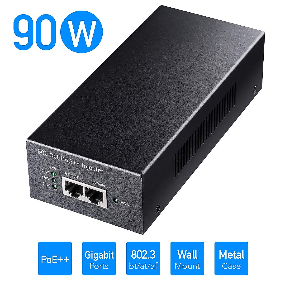 Cudy POE400 90W Gigabit Ultra PoE++ Injector Adapter, IEEE 802.3 bt /802.3at/802.3af Compliant, Up to 90W Ultra Power Supply, 10/100/1000Mbps Shielded RJ-45, Plug & Play, Metal housing