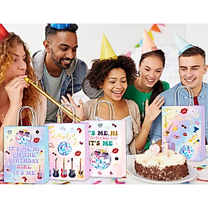 SNABETNA Music Birthday Party Paper Bags Decorations,16pcs Goodies Bags,Double Sided Birthday Paper Bags With 4 Styles, Music Theme Birthday Party Favors