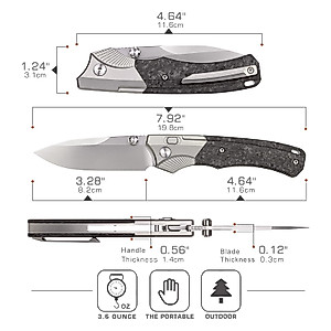 REMETTE WD107 Series Titanium Pocket Knife, EDC Button Lock Knife, Pearlescent M390 Blade, Men Women Daily Carry Lightweight Folding Knife, Sharp Fishing Camping Knives