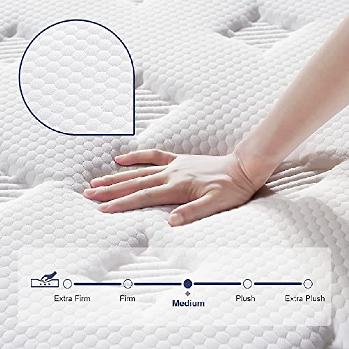 EEN EEN SLEEP Queen Mattress in a Box, 12 Inch Hybrid Mattress Queen Size, Medium Firm Mattress with Foam and Pocket Innerspring, Strong Edge Support, Fits All Bed Frames, CertiPUR-US