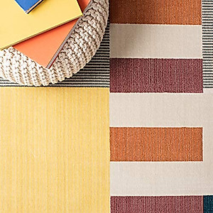 SAFAVIEH Orwell Collection 6&#039;7&quot; Square Beige / Yellow ORW369B Mid-Century Modern Non-Shedding Living Room Bedroom Dining Home Office Area Rug