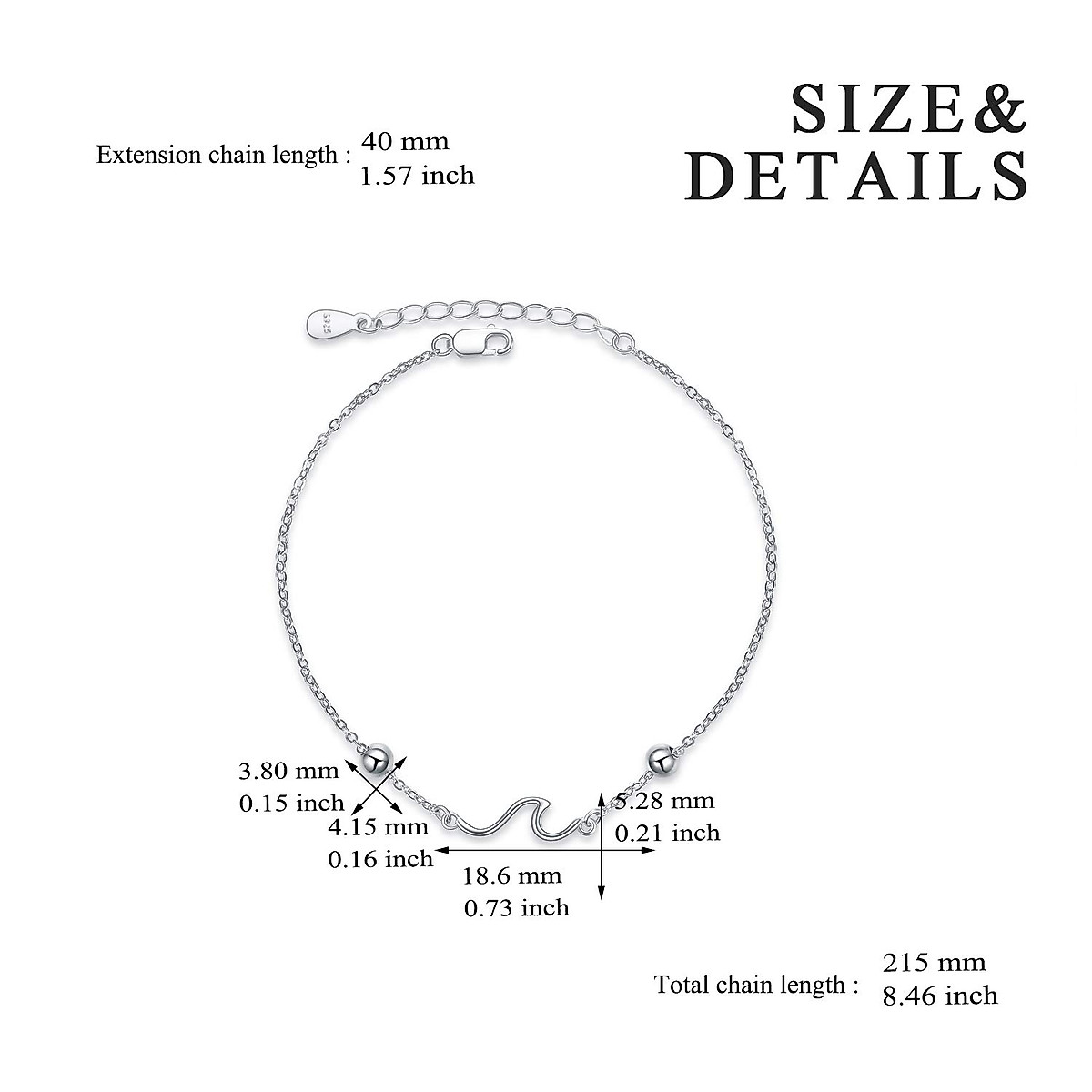 YFN Wave Bracelet 925 Sterling Silver Ocean Wave Bracelets Ocean Beach Bracelet for Women Jewelry Gifts