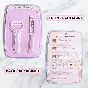 ANDMOON Small Paring Knife Set, Chef Knife Set with Vegetable Peelers and Cutting Board, Stainless Steel Peeling Knife with Protective Sheath for Family, College Dorm, Travels and Outdoor - Pink…