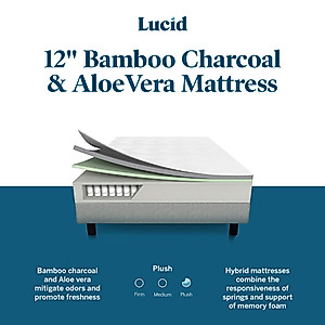 LUCID L600 Adjustable Bed Base with LUCID 12 Inch Memory Foam Hybrid-Mattress - Split King