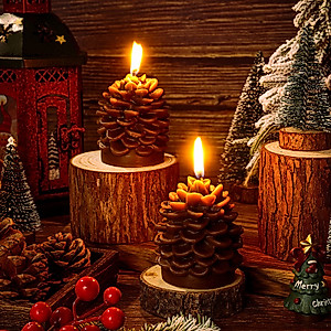 Christmas Scented Candles Gift Wax Realistic Tree Shaped Candle for Home Cute Aromatherapy Candles for Christmas Party Holiday New Year Decoration (Christmas Pine Cone, 2 Pcs)