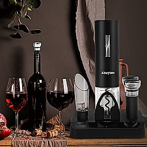 Abuytwo Electric Wine Opener Set, Automatic Corkscrew Remover One-click Rechargeable Wine Bottle Opener Kit with Foil Cutter Pourer Aerator Vacuum Stoppers for Wine Lovers Gift Christmas Home Party