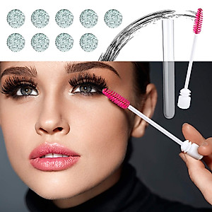 60 Pieces Mascara Wand Tube Set 30 Diamond Empty Eyelash Brush Tubes Spoolies 30 Mascara Wand Lash Extension Brushes Applicators Makeup Tools (110 mm, Iridescent)