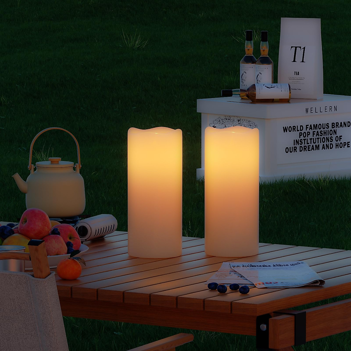 GenSwin Waterproof Flameless Flickering LED Candles with Remote & Timer,Battery Operated Pillar 3D Wick Candles for Indoor Outdoor Lanterns, Won’t melt, Long-Lasting(White, Set of 3)