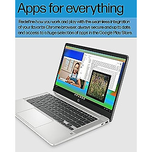 HP 2023 Newest Chromebook 14 Laptop, Intel Quad-Core Processor, 4GB RAM, 64GB eMMC, 14" HD Micro-Edge Display, Ultra Light, 4K Graphics, Anti-Glare, Wi-Fi, Chrome OS, Bundle with JAWFOAL