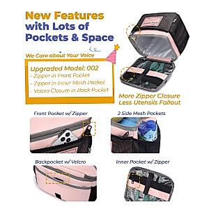 SUNNY BIRD Insulated Lunch Bag with Foldable and Leakproof Design, Thermally Insulated, Shoulder Strap for Women, Men and Teen (Pink 002)