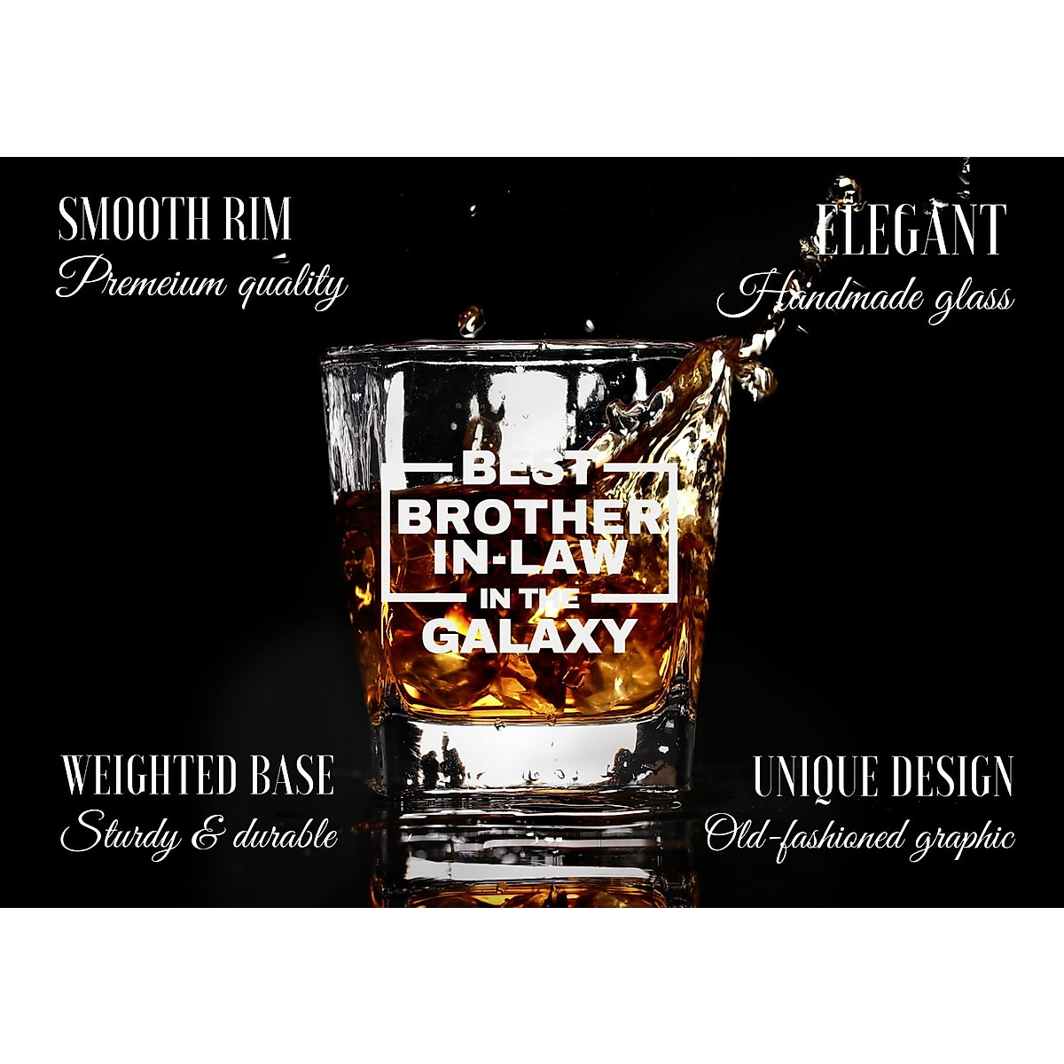 Onebttl Gifts for Brother in Law from Sister in Law, Funny Gift Idea for the Best Brother for Christmas, Birthday, Whiskey Glass - Best Brother in Law in the Galaxy