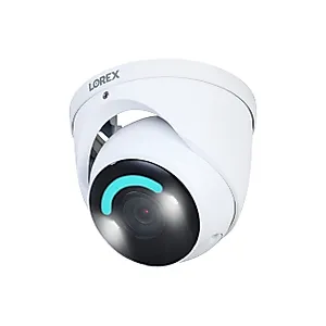 Lorex 4K 8MP IP Wired Metal Dome Outdoor/Indoor Security Camera, White - Smart Security Lighting, Smart Motion Detection, Deterrence Siren, Color Night Vision Booster, 2-Way Talk, IP67 Weatherproof