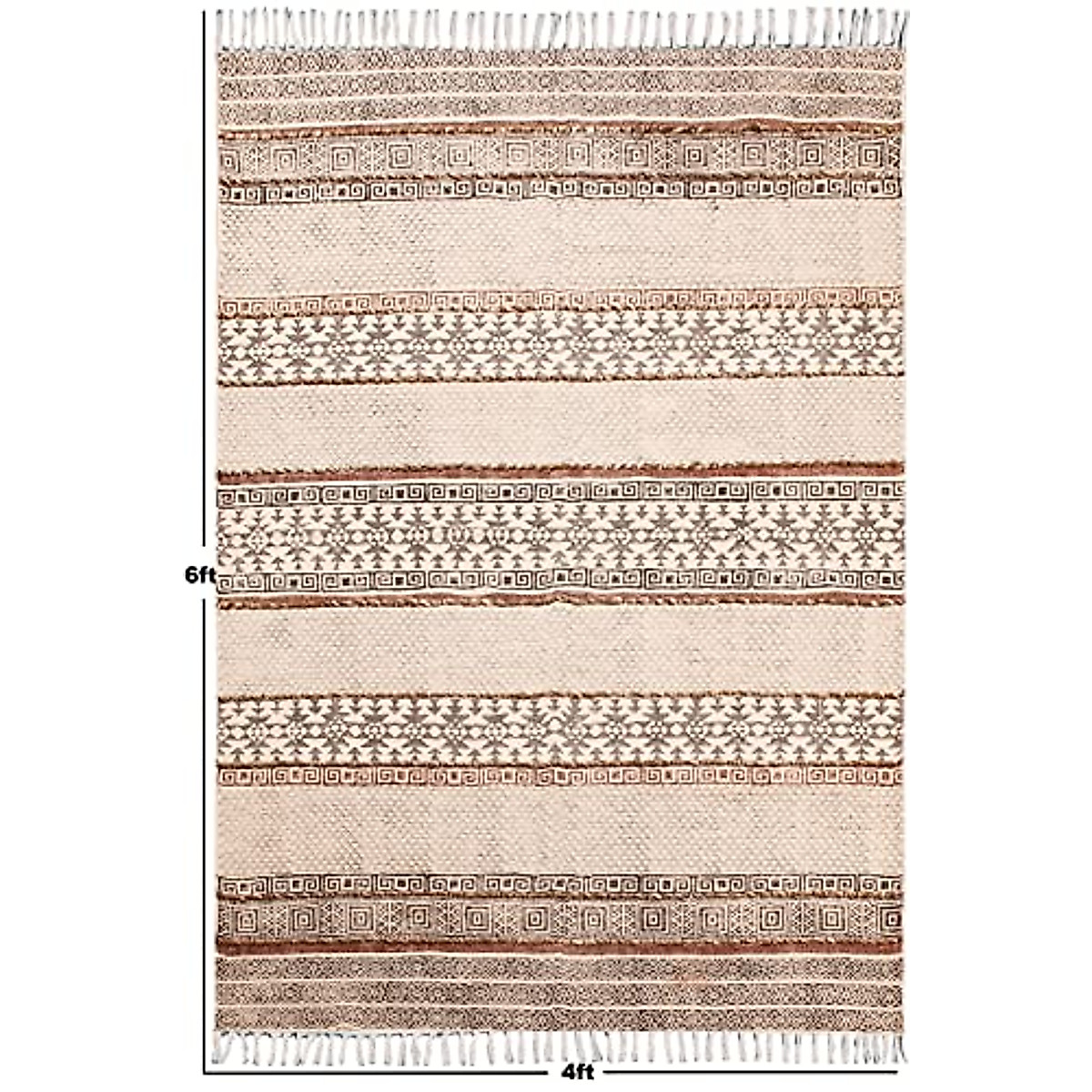 Casavani Rag Rug Collection Geometrict Rug - Black and Gray, Handmade Boho Stripe Cotton, Ideal for High Traffic Area in Entryway Living Room Bedroom Bathroom 4x15 Feet Runner