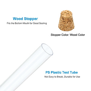 PATIKIL 5ml Test Tubes Set, 10pcs 3.07x0.51" PS Clear Round Bottom Test Tube Containers with Wood Stopper for Bead Party Candy Bath Salt Storage Scientific Experiment Plant Propagation