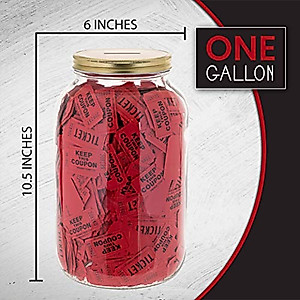 Large Coin Bank Jar with Slotted Gold Lid Holds Over $2,900 in Coins- Mason Money Jar Used for Piggy Bank and Raffle Ticket Drawing - Glass Money Jar Made in USA - Gallon