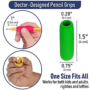 The Pencil Grip The Classics Soft Foam Pencil Grips, Ergonomic Writing Aid For Lefties And Righties, 1.5 Inch Long, Assorted Colors, 12 Count - TPG-16412