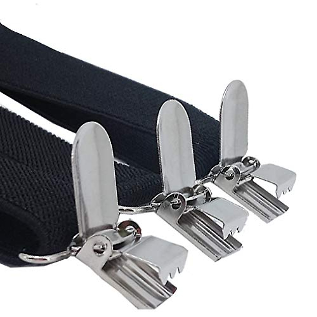 NAVISIMA Adjustable Elastic Y Back Style Suspender With Strong Metal Clips, Black (1 PK)