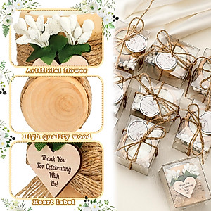 MTLEE 16 Pack Wooden Tealight Candle Holders Kit Wedding Bridal Shower Candles Thank You Guest Gifts Cylinder Handmade Candle with Card Box Rope for Baby Shower First Communion Party Gift(Classic)