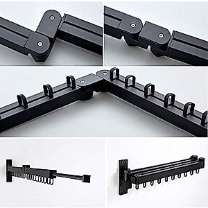 uyoyous Clothes Drying Rack 7.6 lbs Folding&Retractable 3-Level Wall Mount Space Saver Clothes Hanger with Towel Bar Laundry Drying Rack for Indoor Outdoor -Matte Black