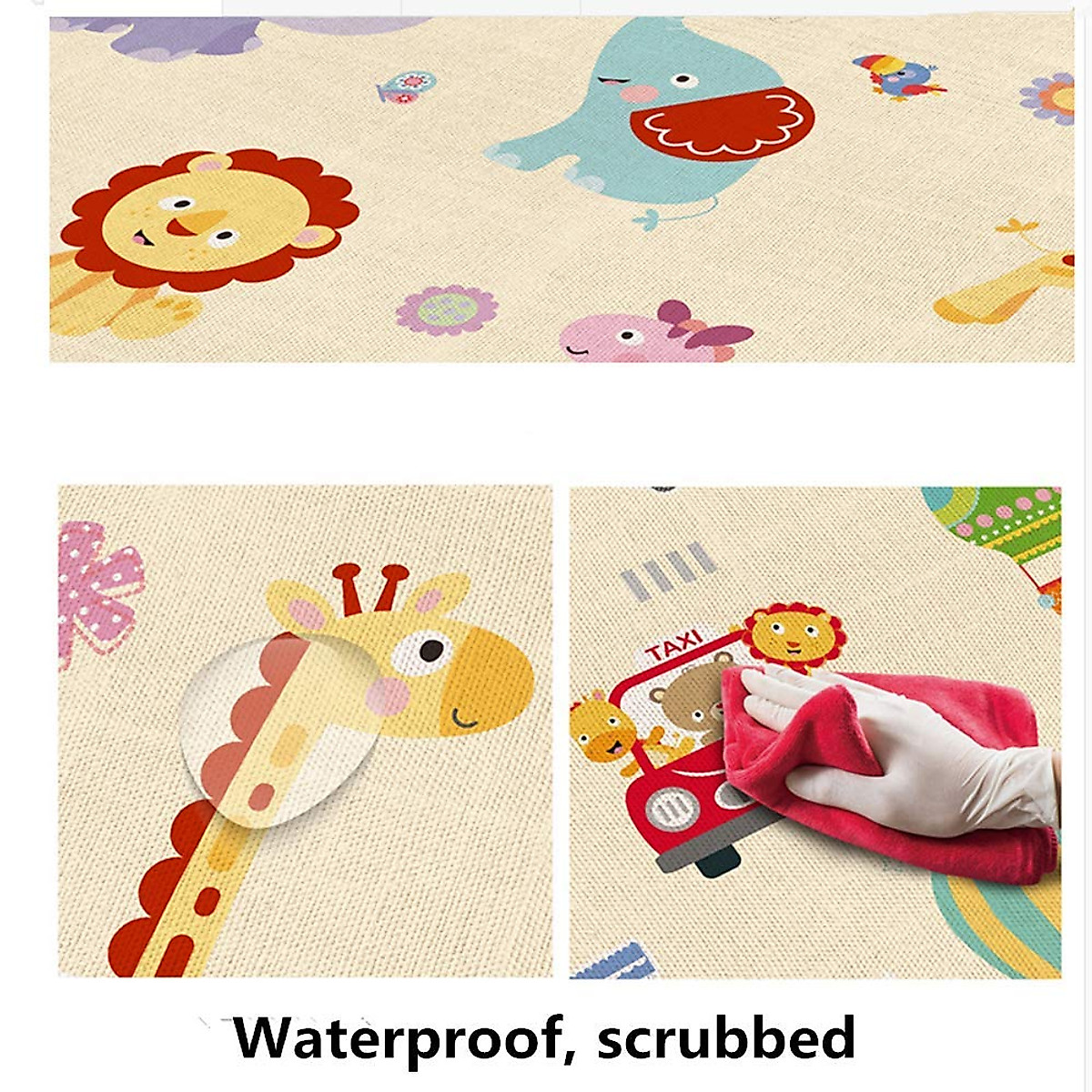 Baby Folding Mat,Large Tummy Time Folding Baby Crawling Mat Outdoor or Indoor Use, Waterproof Portable Double Sides Crawling Mats Cute Cartoon,Non Toxic for Kids Toddler Rug (70 x 59 x 0.2 inches)