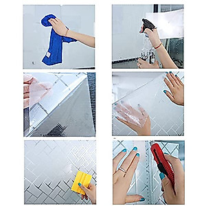 Frosted Stripe Cling Window Film, Removable Glass Door Privacy Film, Non-Adhesive Static Cling Window Film, Window Frosting Film, Peel and Stick Covering Frost Sticker for Bathroom (A)