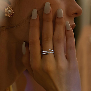 LOVPEPY To My Daughter/Granddaughter Hug Ring 925 Sterling Silver Three Layers Ring With AAA Zirconia to My Daughter or Granddaughter Mom Women Ring Gifts Jewelry Size #5-9