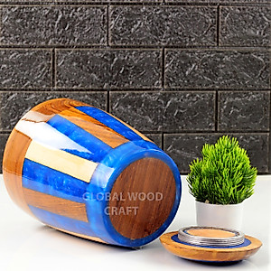 Mix Wood with Resin Urn | Beautiful Unique Design ASH | Cremation Urns Male & Female Ashes - Adult Pet - Premium Quality Large Urn | Human Ashes for Urn