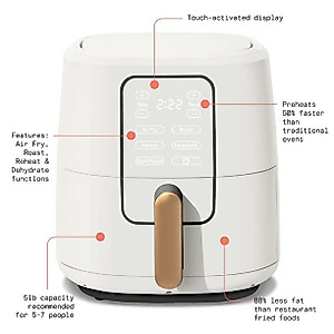 GEMSBE 6 Quart Touchscreen Air Fryer, White Icing