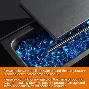 Yaheetech 43 inch Outdoor Fire Pit Table 50,000 BTU Gas Fire Pit with Tempered Glass Tabletop, Rattan Wicker Base and Fire Glass Stones for Patio/Garden/Party, Outdoor Heating, Rain Cover, Black