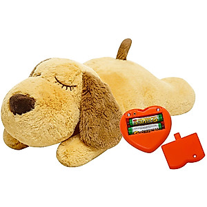 HonourHope Dog Heartbeat Toy (Dog Yellow, Medium) - Plush Pet Calming Toy with Simulated Heartbeat and Heat for Anxiety Relief, Behavioral Training Aid for Puppy Dog Cat
