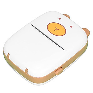 Portable Cute Bear Shape Mini Printer Plastic Photo Printer with Data Cable Print Paper for Students