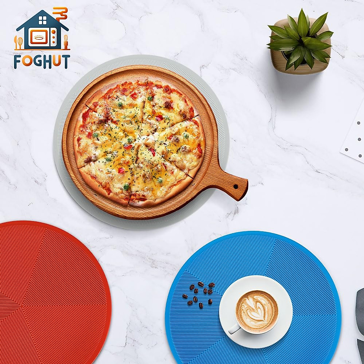 Foghut Multi-use Microwave Mat, 3 Pack Trivets, Hot Pad, Pot Holders, Place Mat, Utensils Rest, Silicone Cover Pad for Kitchen Counter (Non-Slip, Heat Resistant, Dishwasher Safe)