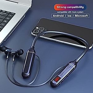 CCICITA 100 Hours Playtime Neckband Bluetooth Headphones with Digital Display, in Ear Wireless Earphones with Microphone, Bluetooth 5.2, USB-C Fast Charging, for Workout Running Sport Work
