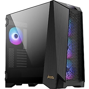 MSI MEG Prospect 700R – 4.3" Touch Panel Display - Tempered Glass Side Panel - Vertical GPU Mount – 4X ARGB 120mm Fan – Liquid Cooling Support up to 360mm Radiator x 1 – Cable Management System