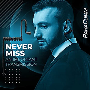 ParaComm Moisture Resistant Acoustic Tube with Walkie Talkie Earpiece with Mic - Motorola Compatible Headset Surveillance 2 Prong Pin CP185 CP200 CP200D CLS1110 T600 T800 Radios. with 2 Earmolds