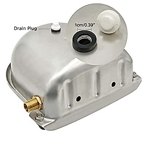 MACGOAL Stainless Steel Automatic Waterer Bowl with Brass Valve Float, Brass Connector and Drain Plug, Water Trough for Livestock Dog Goat Pig Waterer