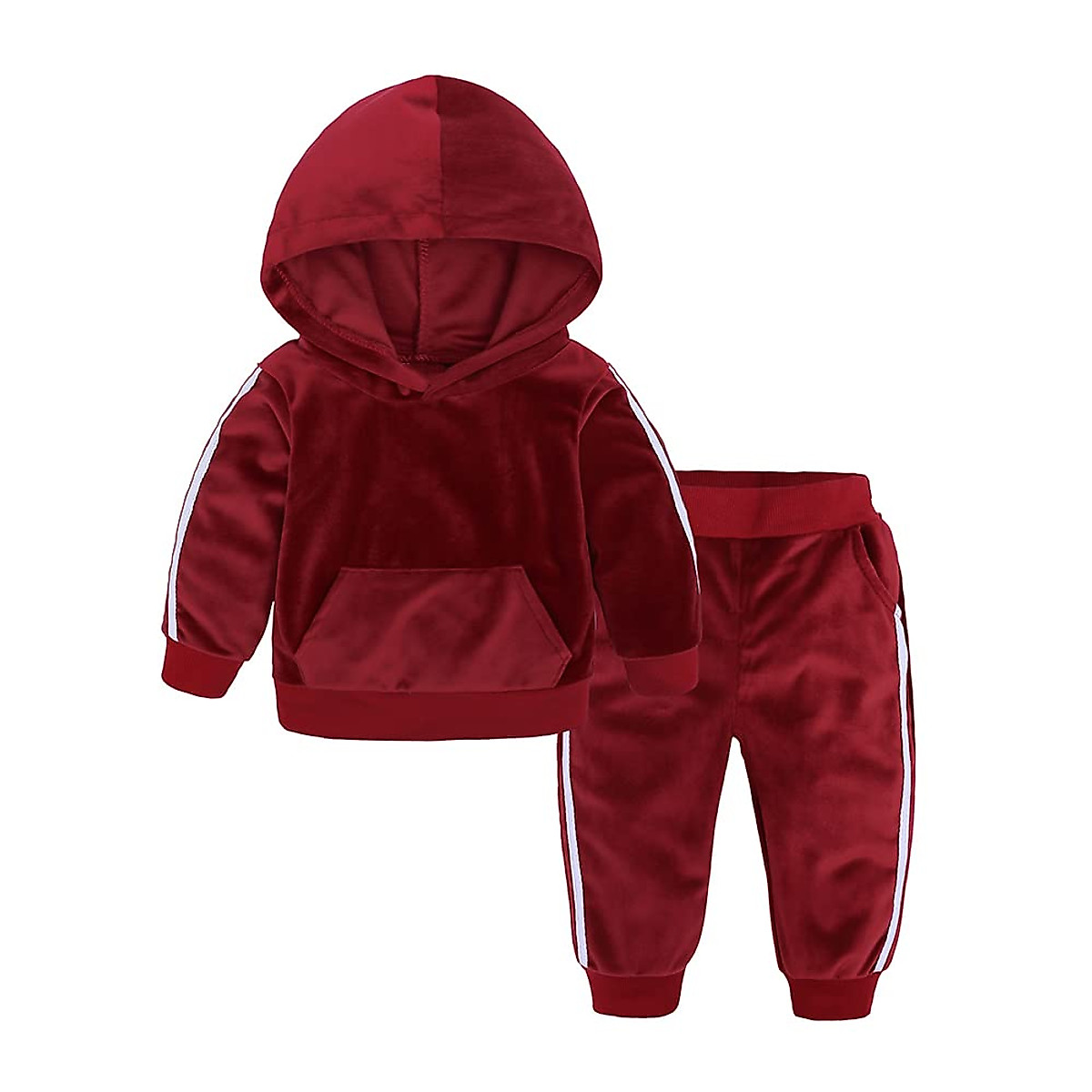 MYGBCPJS Boys Girls 2 Pcs Velvet Sweat Suit Outfits Toddler Kids Long Sleeve Pullover Hoodie + Elastic Waist Sweatpants Set