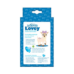 Dr. Brown's Baby Lovey Pacifier and Teether Holder, Deer with Pink HappyPaci, 100% Silicone, 0-6m