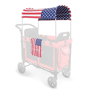 WONDERFOLD Add-on Canopy Fabric with UV Protection for W-Series Stroller Wagon (Double Sided W2/W1 Canopy, USA Flag Print with One Pouch)