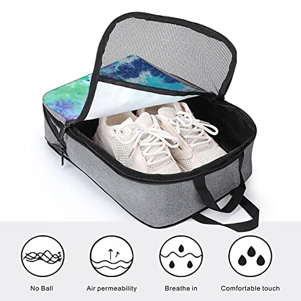 Frcavbin Watercolor Tie Dye Travel Shoe Bag Shoes Carrier with Handle and Zipper Foldable Shoe Puches Organizer for Home storage School starts