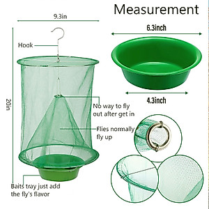 Ranch Fly Trap with Bait Tray, Reusable Fly Traps Fly Catcher Cage for Indoor or Outdoor Family Farms, Park, Stable,Garden, Restaurants (6 Pack)