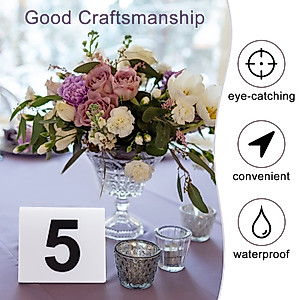 40 Pieces Acrylic Tent Table Numbers 1-40 Double Side Numbered Table Tents Restaurant Wedding Table Number White Table Tent Numbers Cards Signs for Party Banquets Service Evidence Markers Supplies