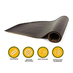 Half Round Entrance Rug Waterproof Floor Mat Shoes Scraper Doormat, 18''x30'' Patio Rug Dirt Debris Mud Trapper Out Door Mat Low Profile Washable Carpet