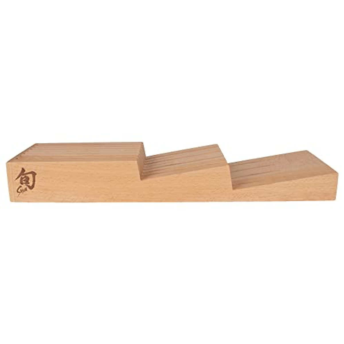 Shun Drawer 7 Slot Kitchen Knife Tray, 18 x 7 x 2.25 inches, Beechwood Block Holder & Organizer, Wood